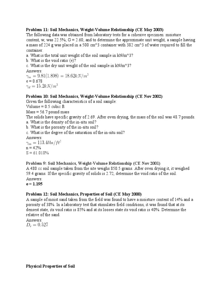 Problem 11 | PDF | Density | Porosity
