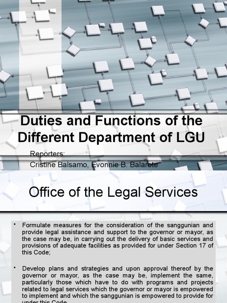 LGU Departments: Duties and Functions | PDF | Agriculture | Aquaculture