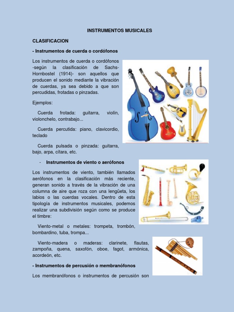 Clasificación de Instrumentos Musicales | PDF