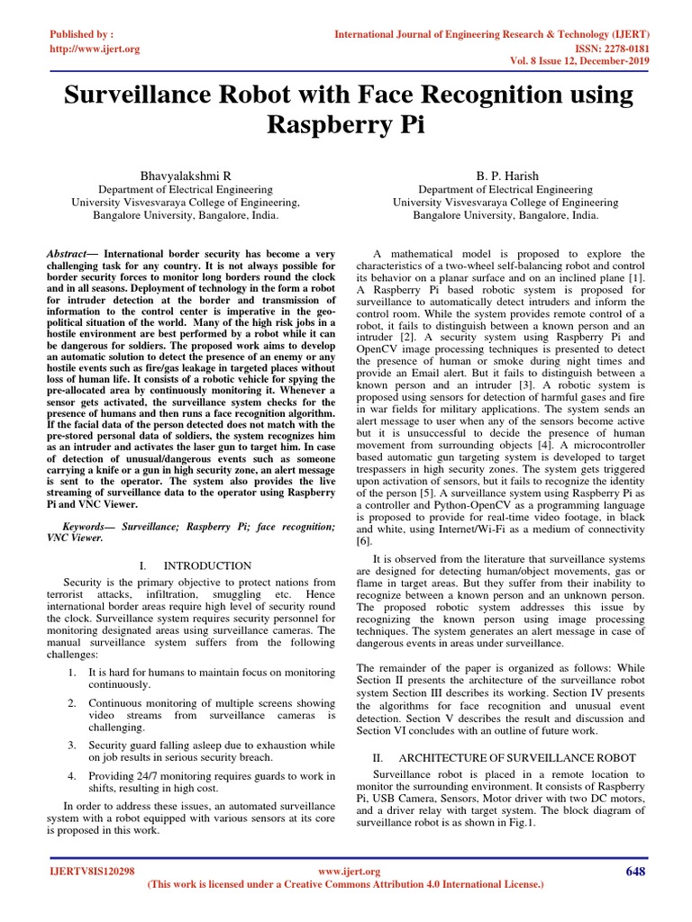 Surveillance Robot With Face Recognition Using Raspberry Pi ...