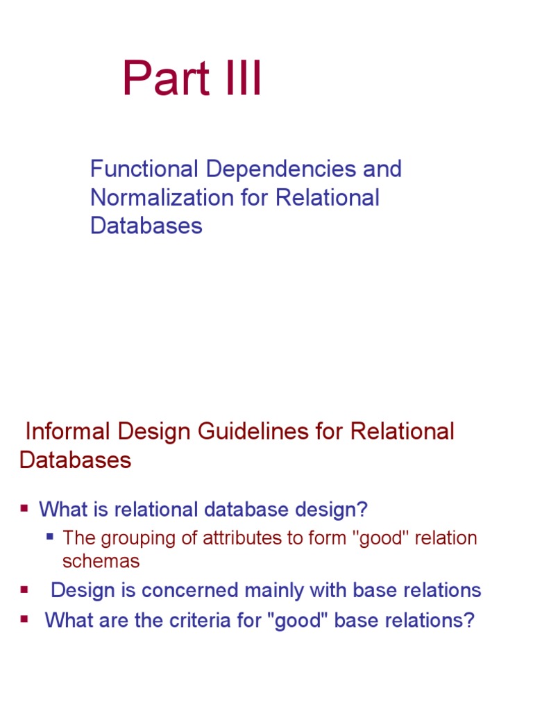 Functional Dependencies And Normalization For Relational Databases Pdf Relational Database