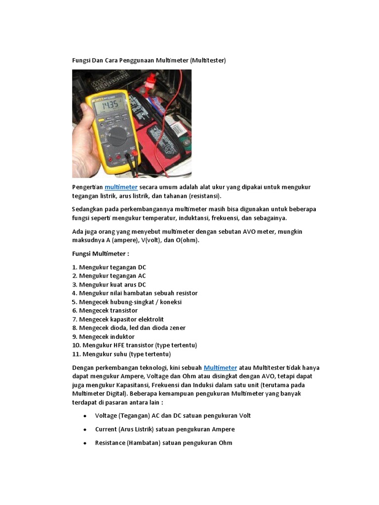 Fungsi Dan Cara Penggunaan Multimeter | PDF