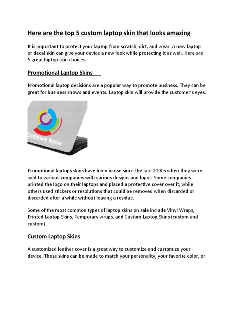 Here Are The Top 5 Custom Laptop Skin That Looks Amazing | PDF | Laptop