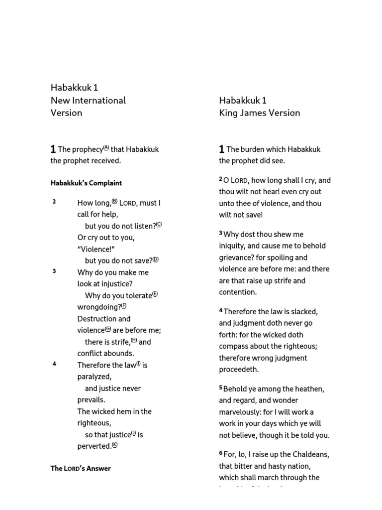 Habakkuk 1 NIV KJV - The Prophecy That Habakkuk The Prophet - Bible ...