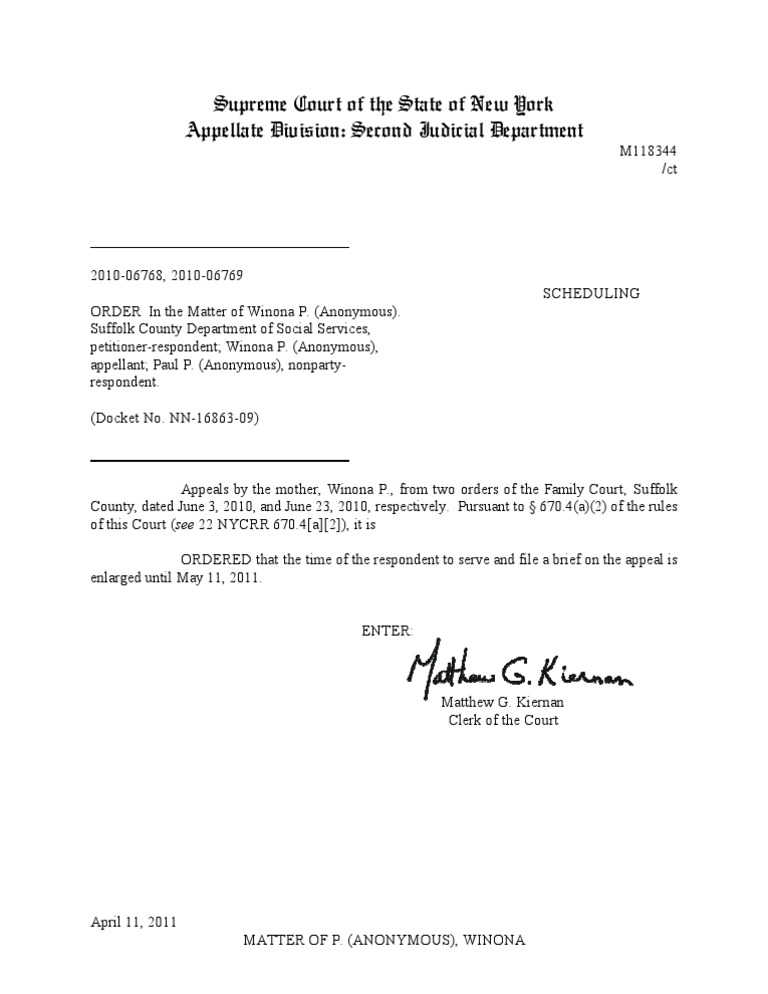 NY Family Court Appeal Scheduling | PDF
