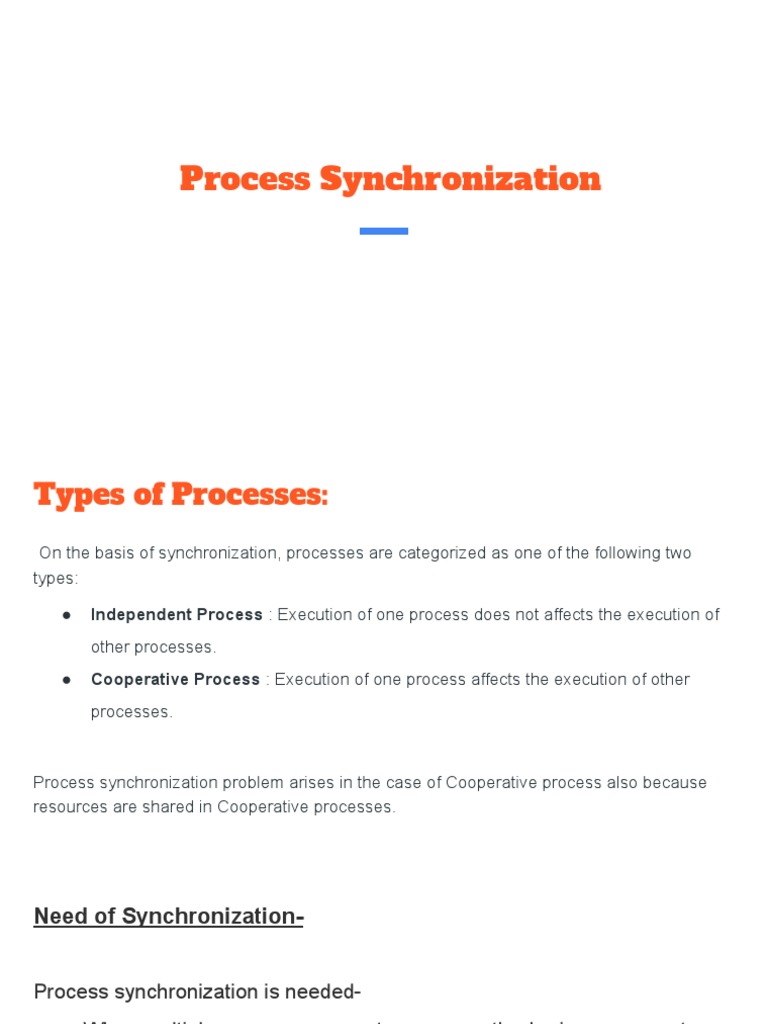 Process Synchronization | PDF | Process (Computing) | Software Engineering Process Synchronization | PDF | Process (Computing) | Software Engineering