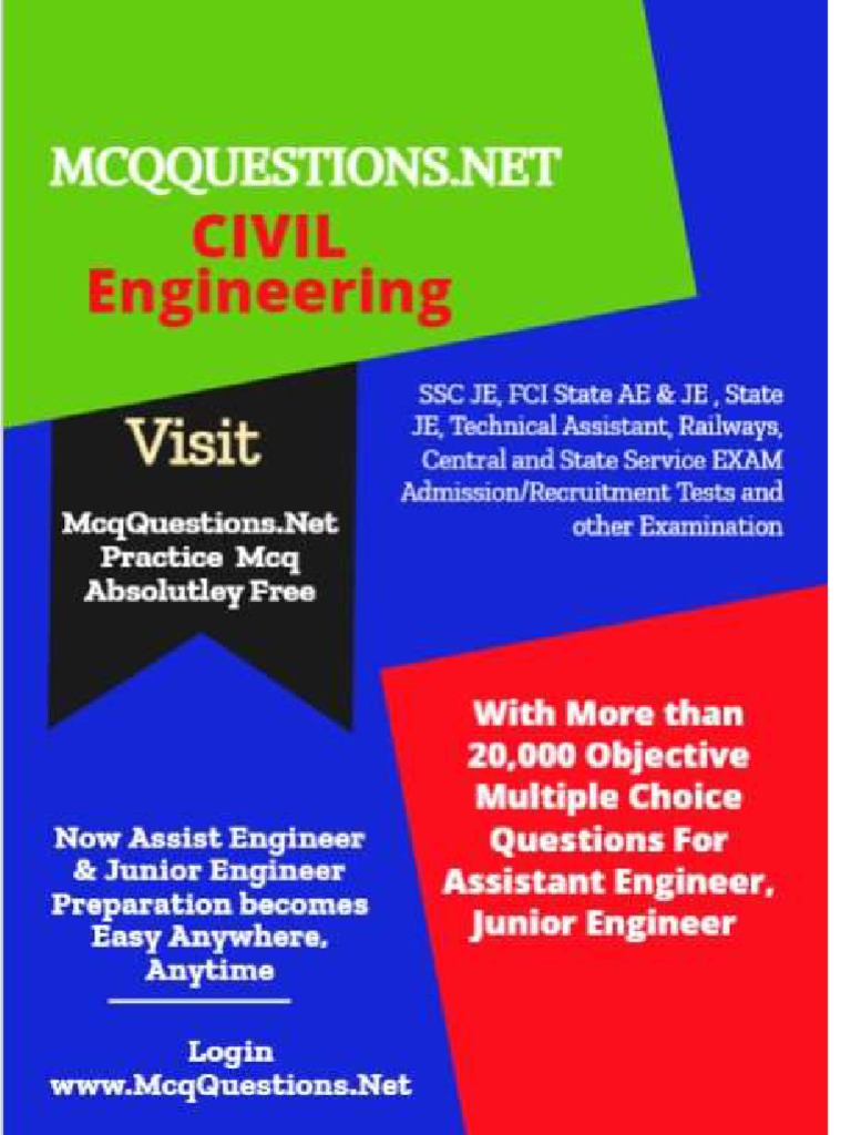 Civil Engineering Objective Questions PDF | PDF | Rock (Geology) | Concrete