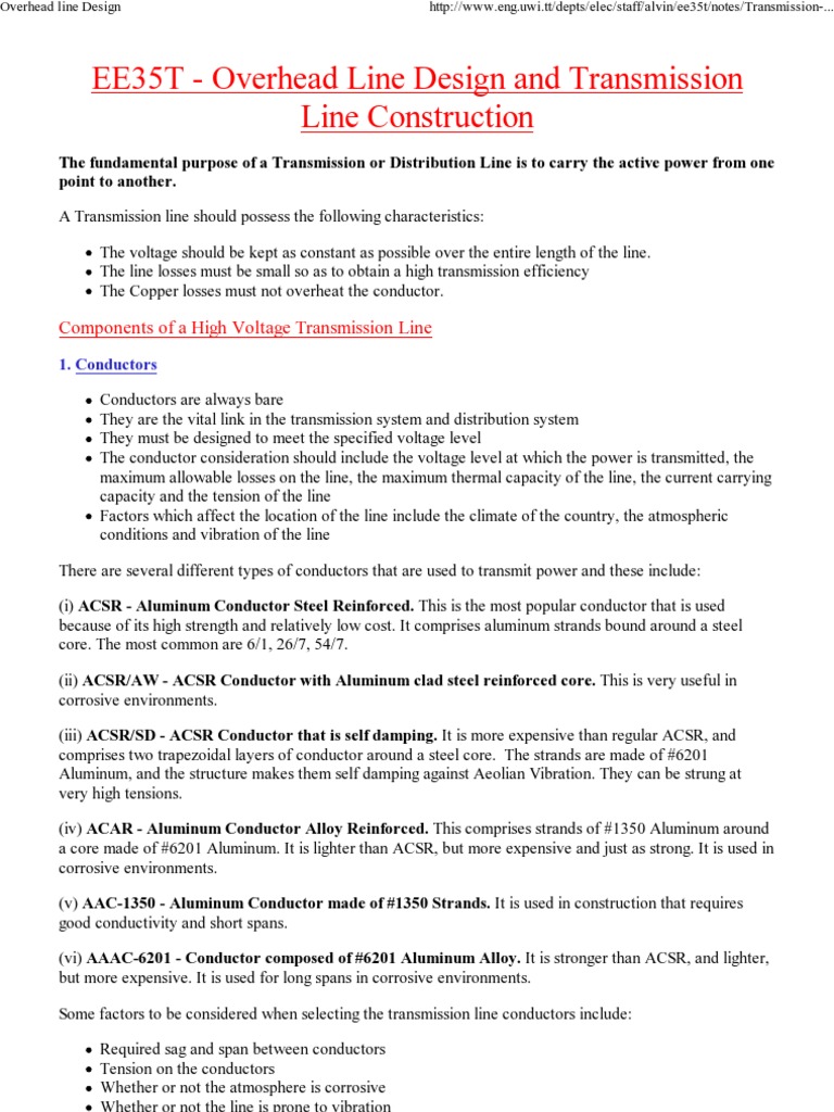 Overhead Line Design | PDF | Electric Power Transmission | Physical ...