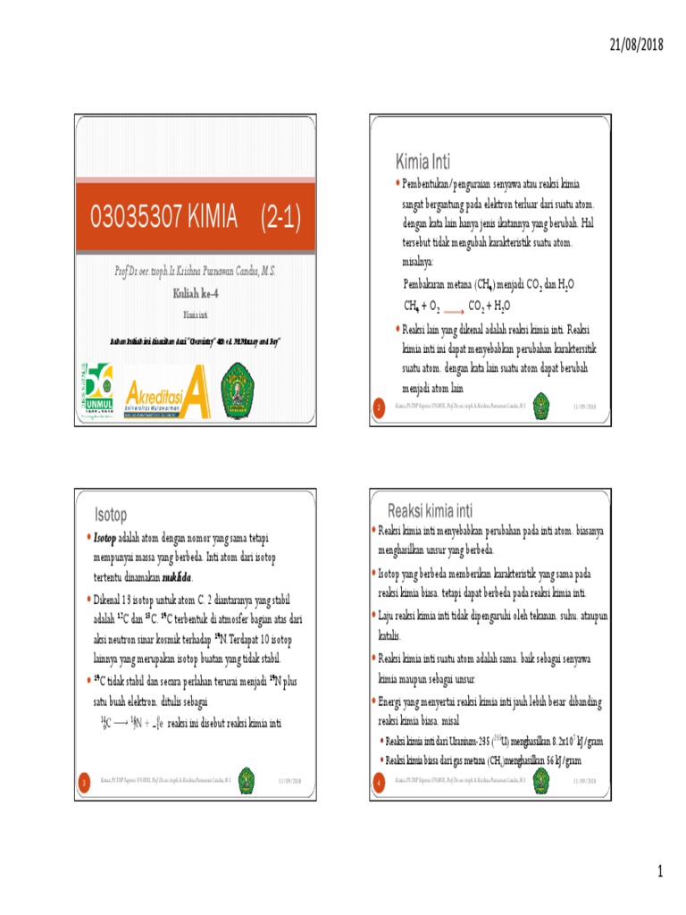 Reaksi Kimia Inti dan Isotop dalam Kimia | PDF