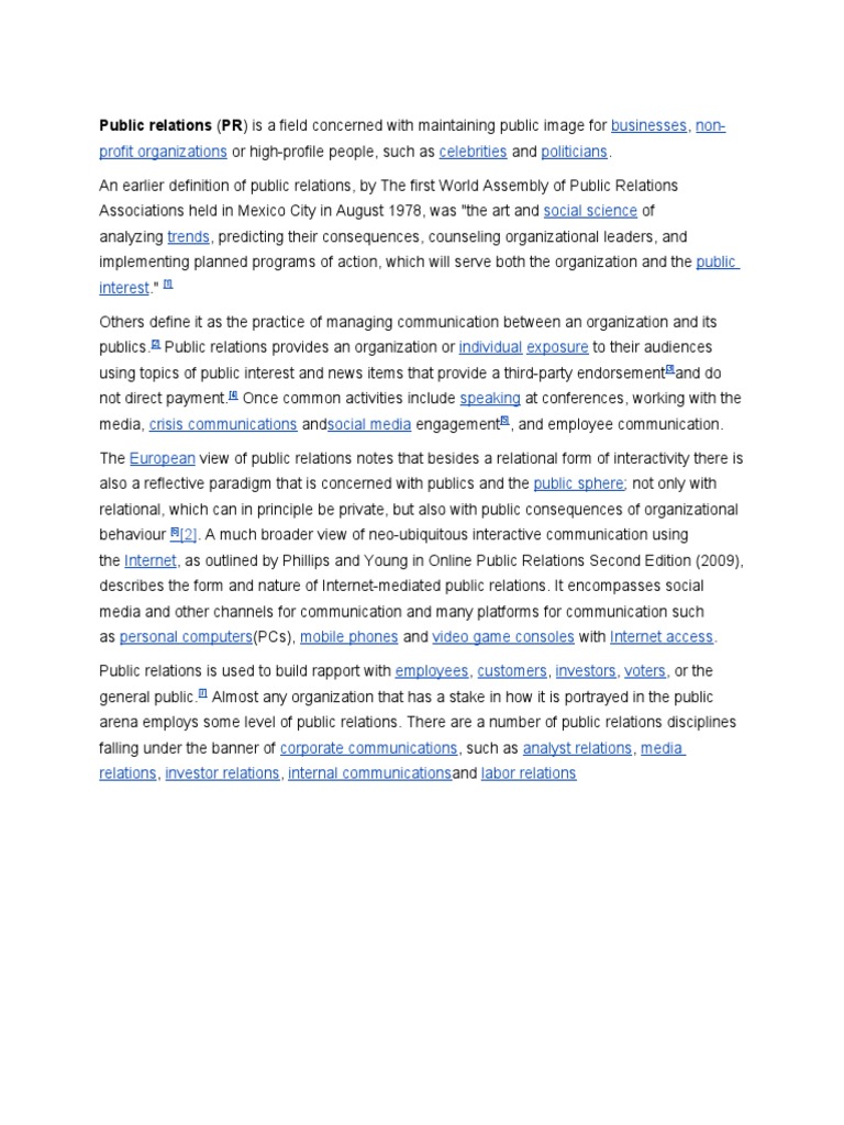 Public Relations | PDF