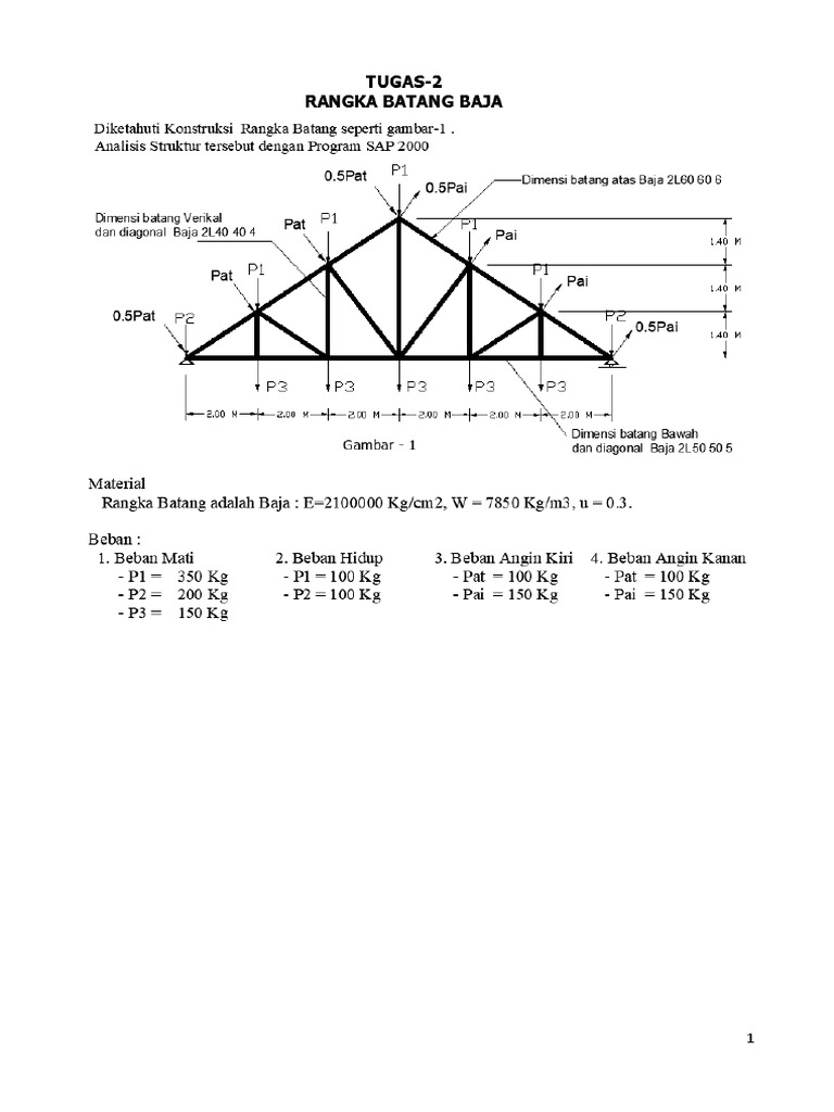 Analisis Struktur Rangka Batang dengan Beban Angin | PDF