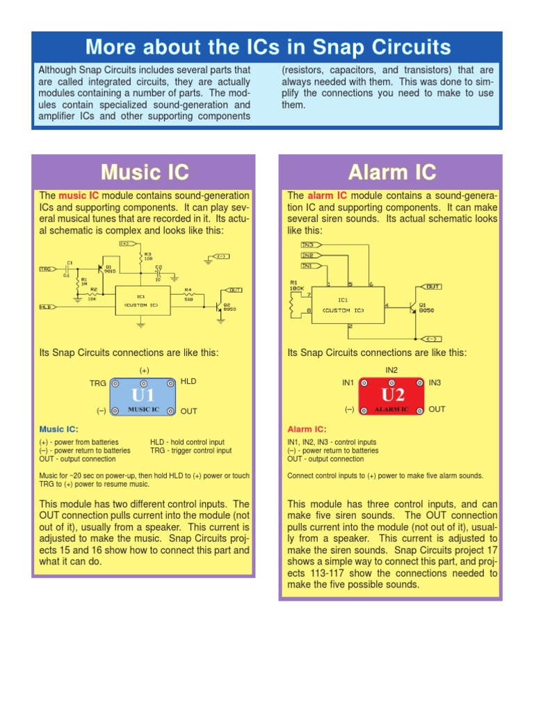 Snap Circuits Sound IC Modules Guide | PDF | Electronic Circuits ...