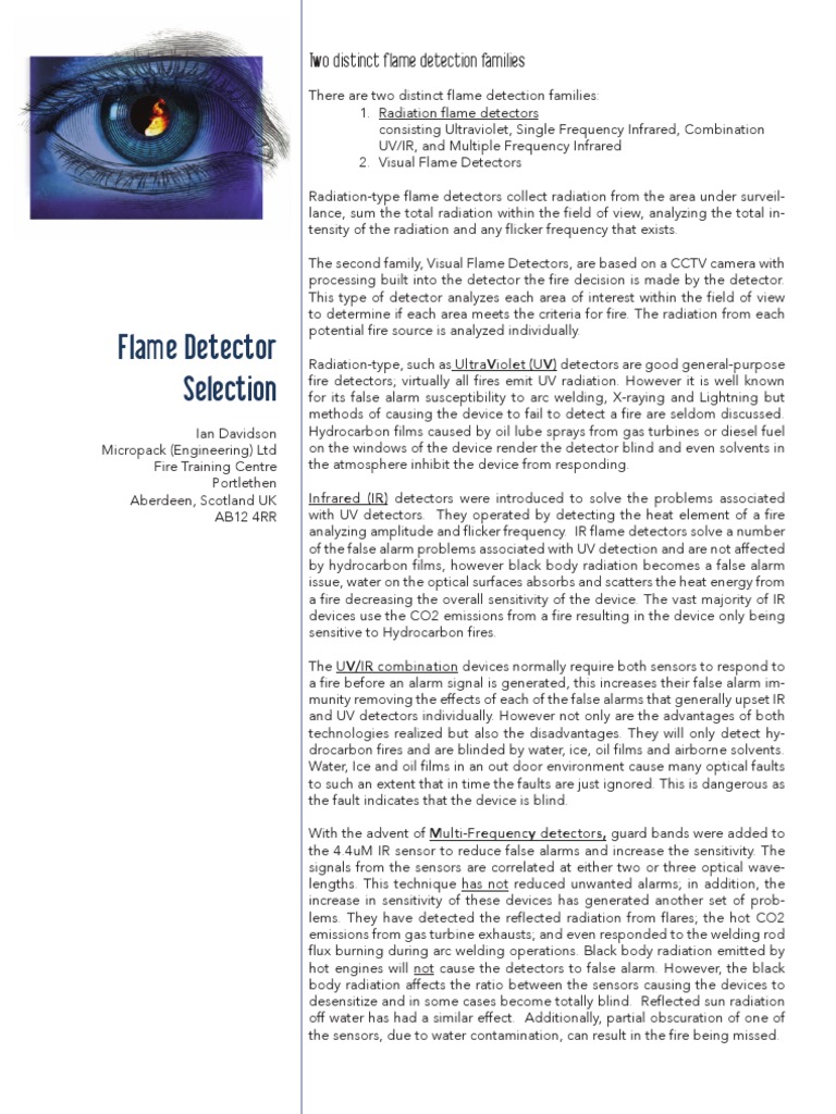Flame Detector Selection Two Distinct Flame Detection Families Pdf
