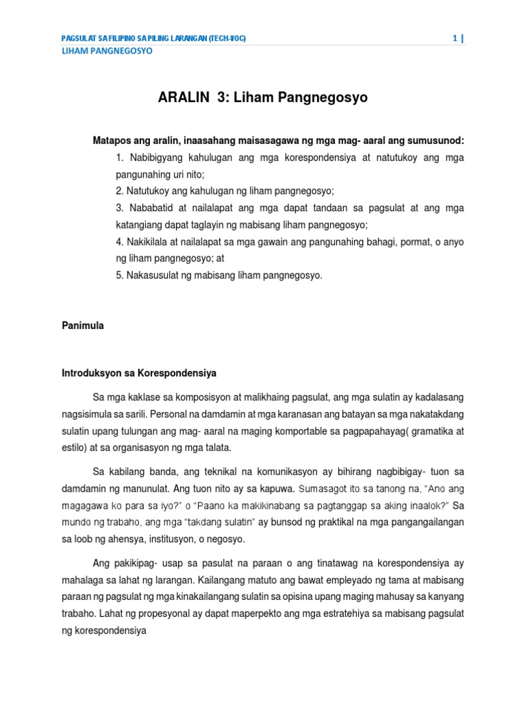 Week 006-007 - Liham Pangnegosyo | PDF