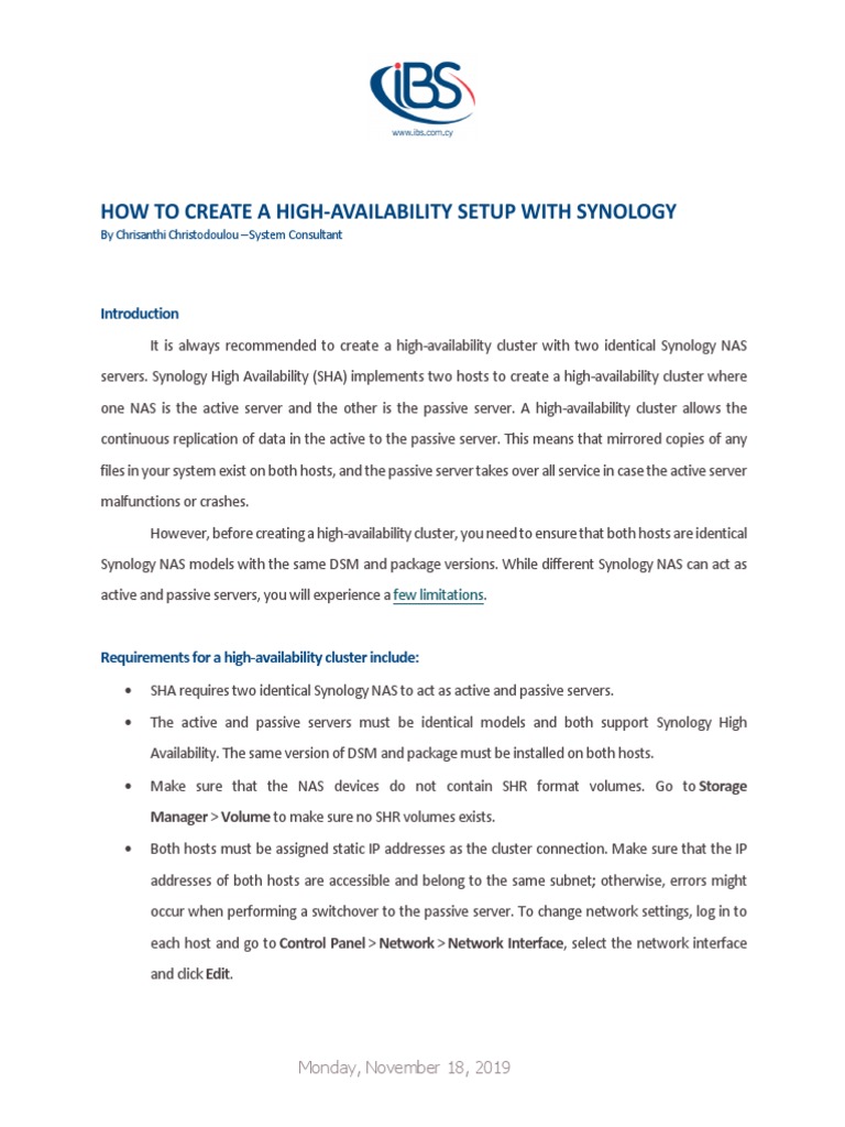 High Availability With Synology | PDF | Computer Network | Ip Address