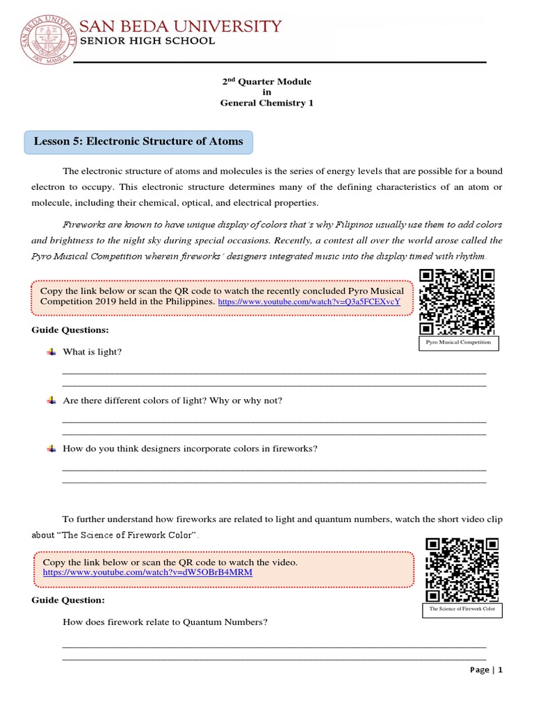 5.2 General Chemistry 1. Module Lesson 5 | PDF | Electron Configuration ...