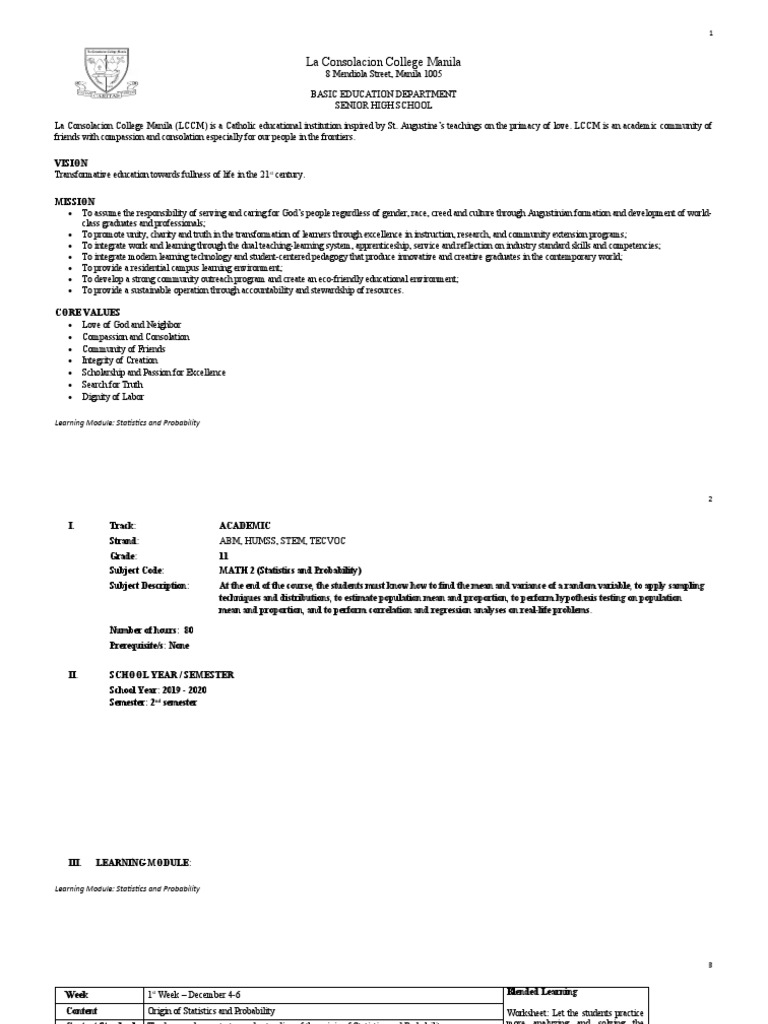 New SHS Learning Module Stat Prob | PDF | Probability Distribution ...