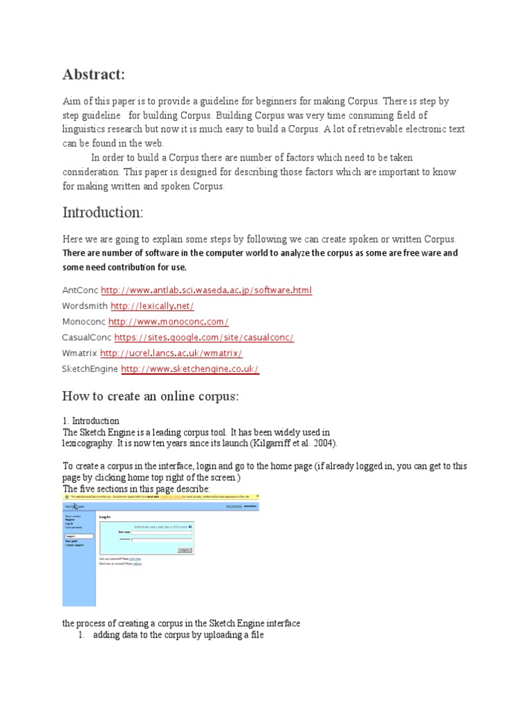 Abstract:: How To Create An Online Corpus | PDF | Text File | Computing