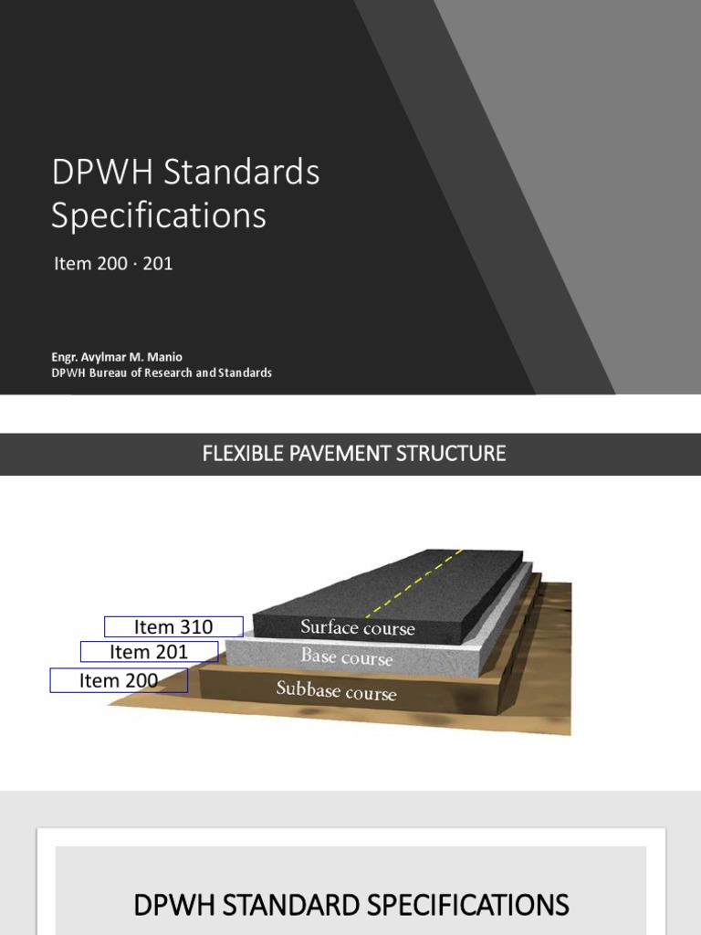 DPWH Item 200 & 201 Specifications | PDF | Road Surface | Asphalt