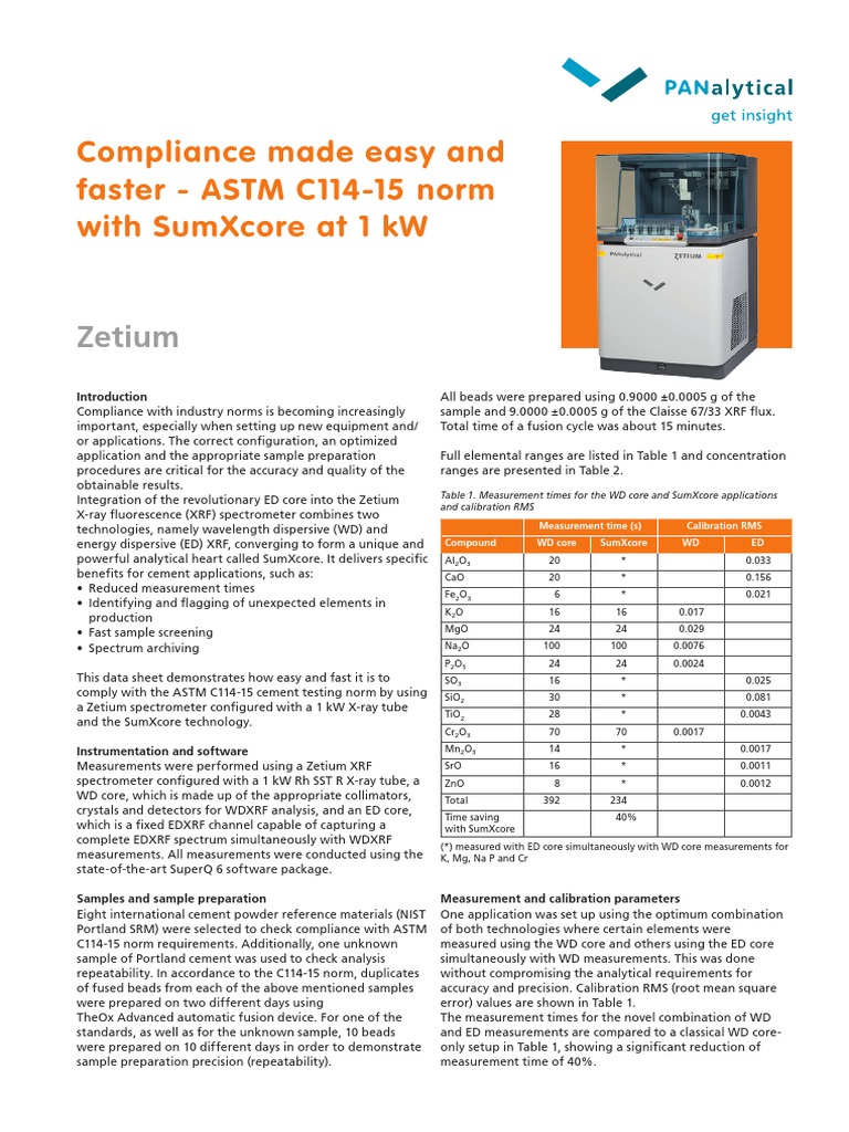 Compliance Made Easy and Faster - ASTM C114-15 Norm With SumXcore at 1 ...