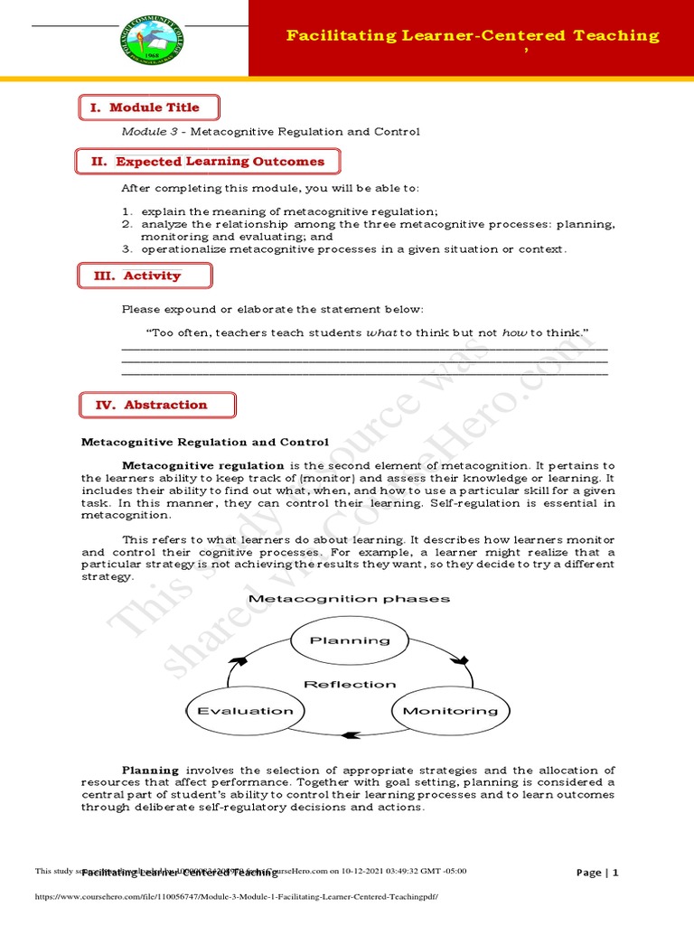 This Study Resource Was: Facilitating Learner-Centered Teaching ' | PDF ...