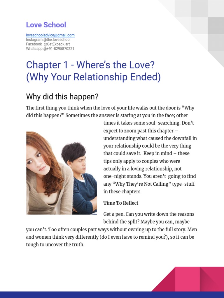 Chapter 1 - Where's The Love (Why Relationship Ended) & Your First Move ...