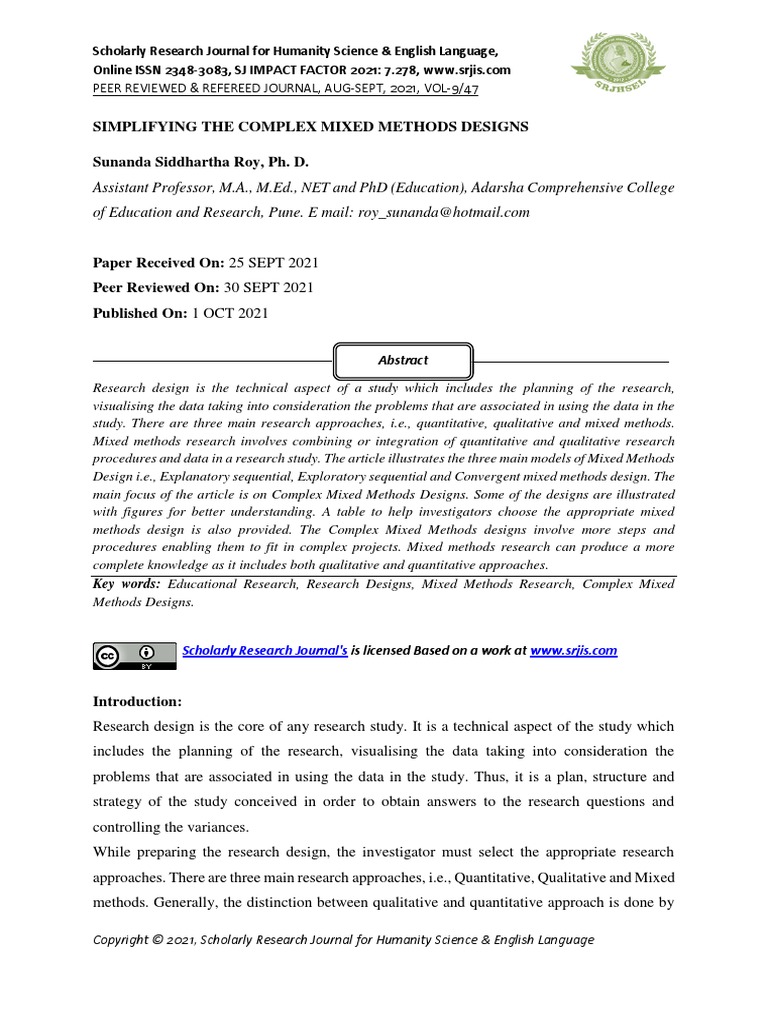 Simplifying The Complex Mixed Methods Designs | PDF | Quantitative ...