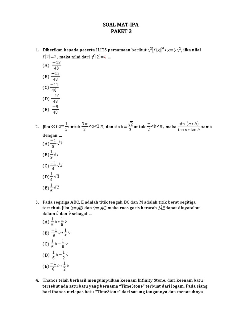 Soal Matematika dan Fisika | PDF | Metode & Bahan Ajar
