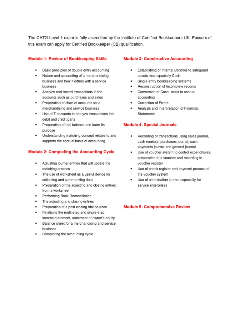 The Cat Level 1 Compress | PDF | Bookkeeping | Accounting