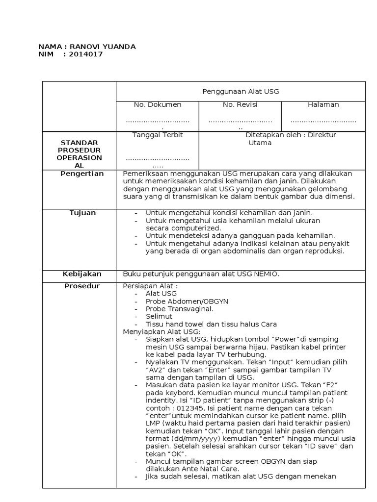 Sop-Penggunaan-Alat-Usg (1) - Dikonversi | PDF