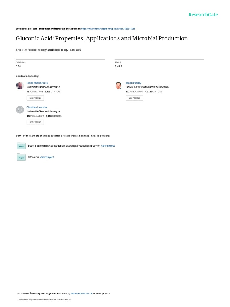 Gluconic Acid: Properties, Applications and Microbial Production | PDF ...