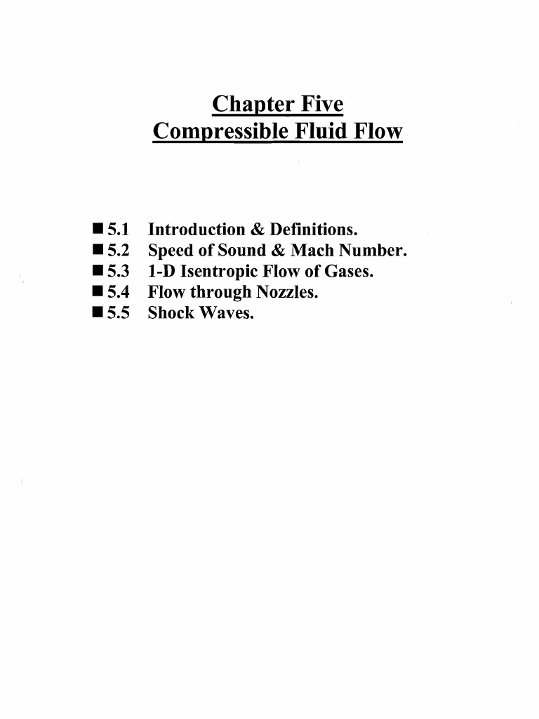Chapter Five Com Ressible Fluid Flow | PDF | Fluid Dynamics | Compressible Flow