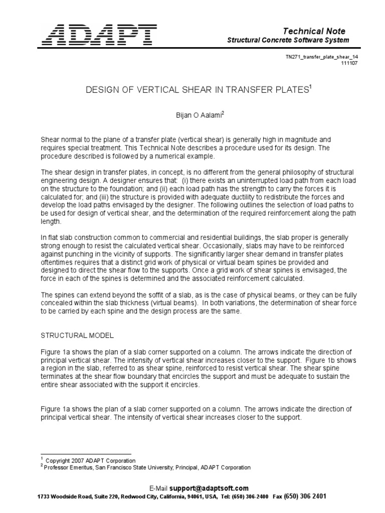 Technical Note - Vertical Shear in Transfer Plates | PDF | Shear Stress ...
