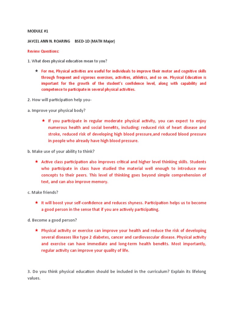 What Does Physical Education Mean To You Module 1 Jaycel Ann N