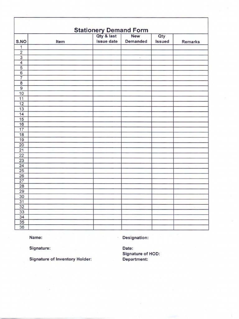 Stationary Demand Form (New) | PDF