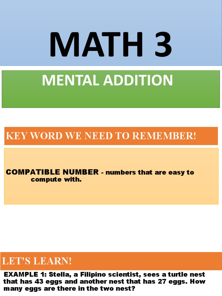 Math 3S - Mental Math | PDF