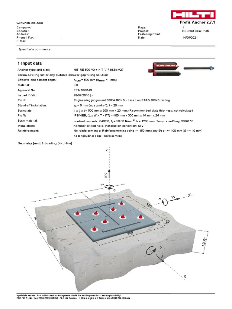 Heb400 Column Base Plate Hilti - Pa2 | PDF | Software | Drill