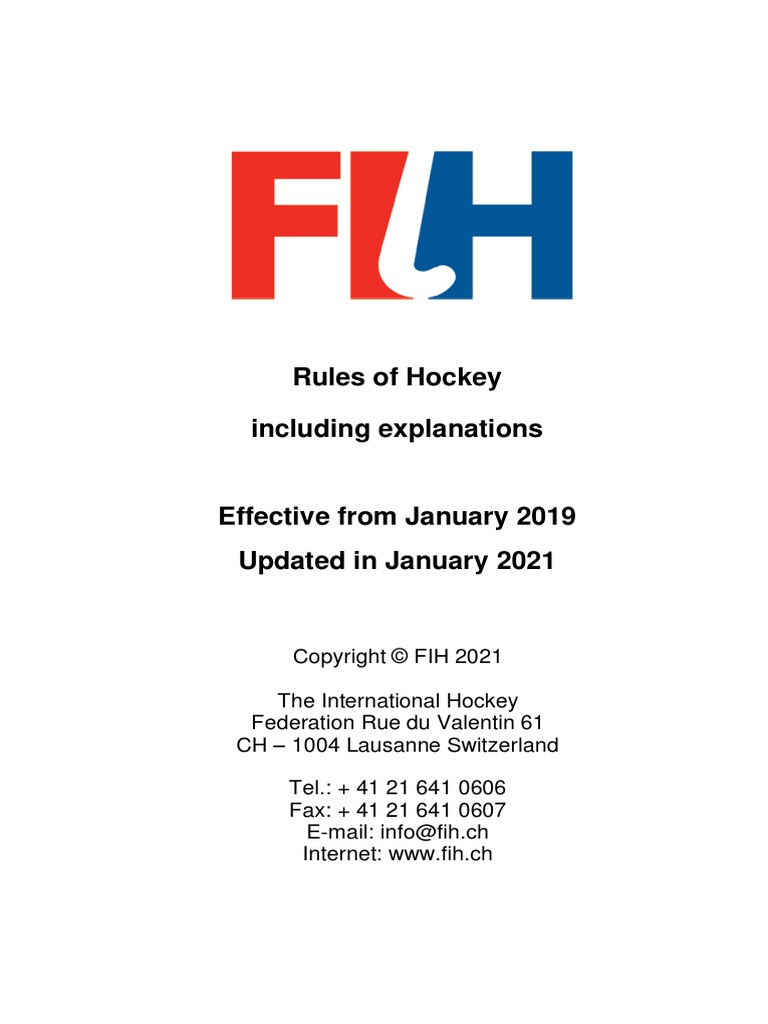 Fih Rules of Hockey Jan2021 Update | PDF | Football Codes | Rules