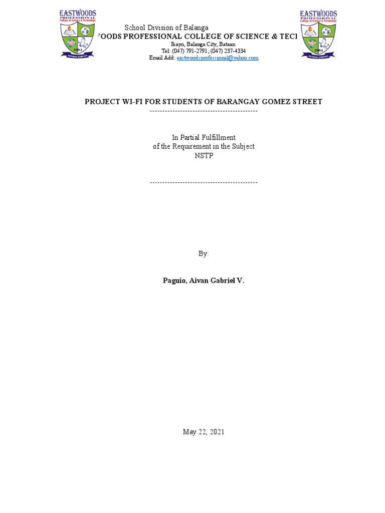 NSTP Project Proposal Final | PDF | Internet | Internet Access