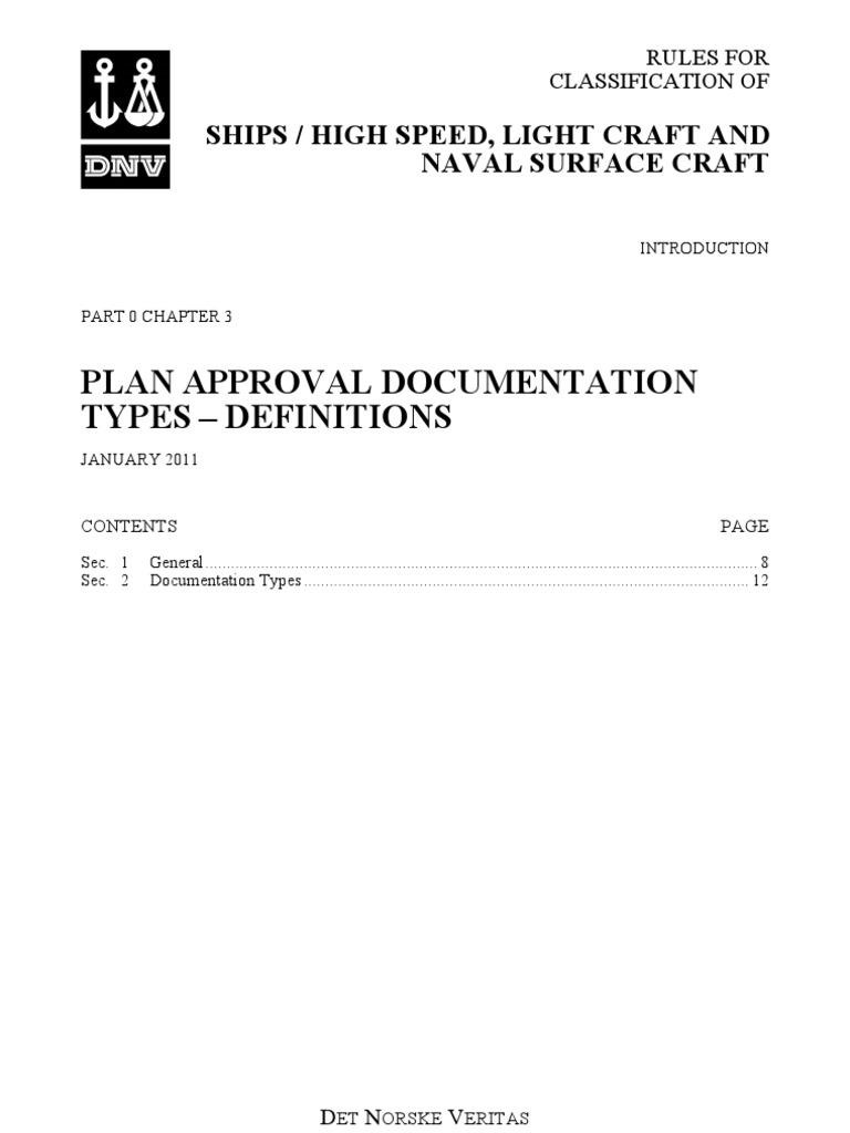 Plan Approval Documentation Types - Definitions: Ships / High Speed ...