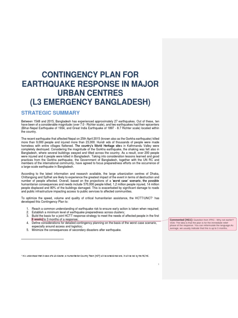 Contingency Plan For Major Earthquake | Download Free PDF | Emergency ...