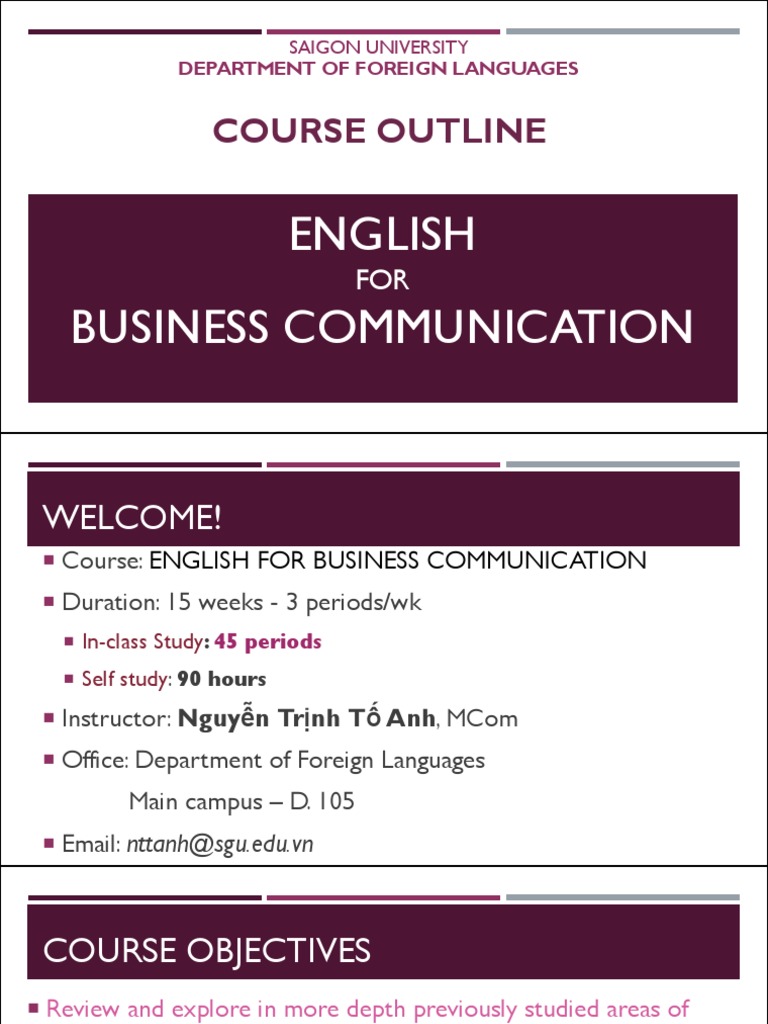Course Outline - English For Business Communication (20-24) | PDF ...
