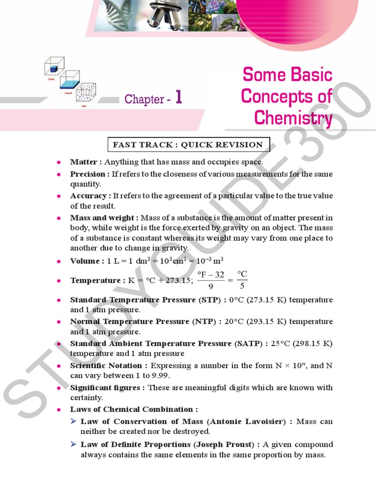 Class 11 Chemistry Notes Chapter 1 Studyguide360 | PDF | Mole (Unit ...