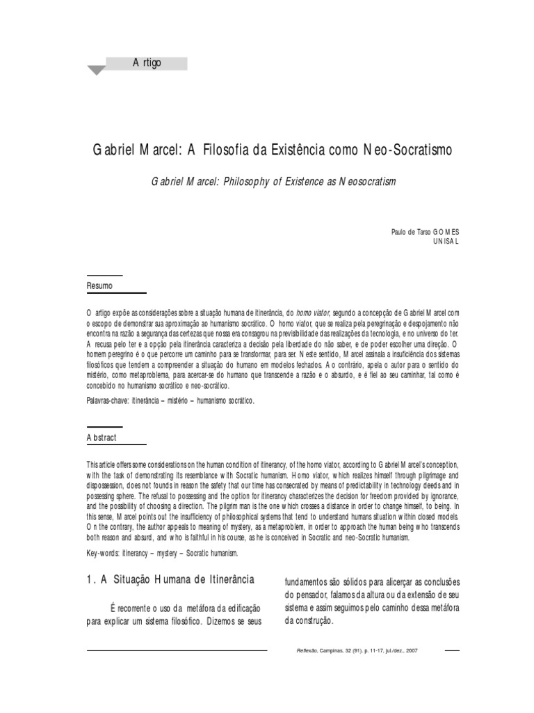 Gabriel Marcel Filosofia Da Existencia | PDF | Existencialismo | Jean ...