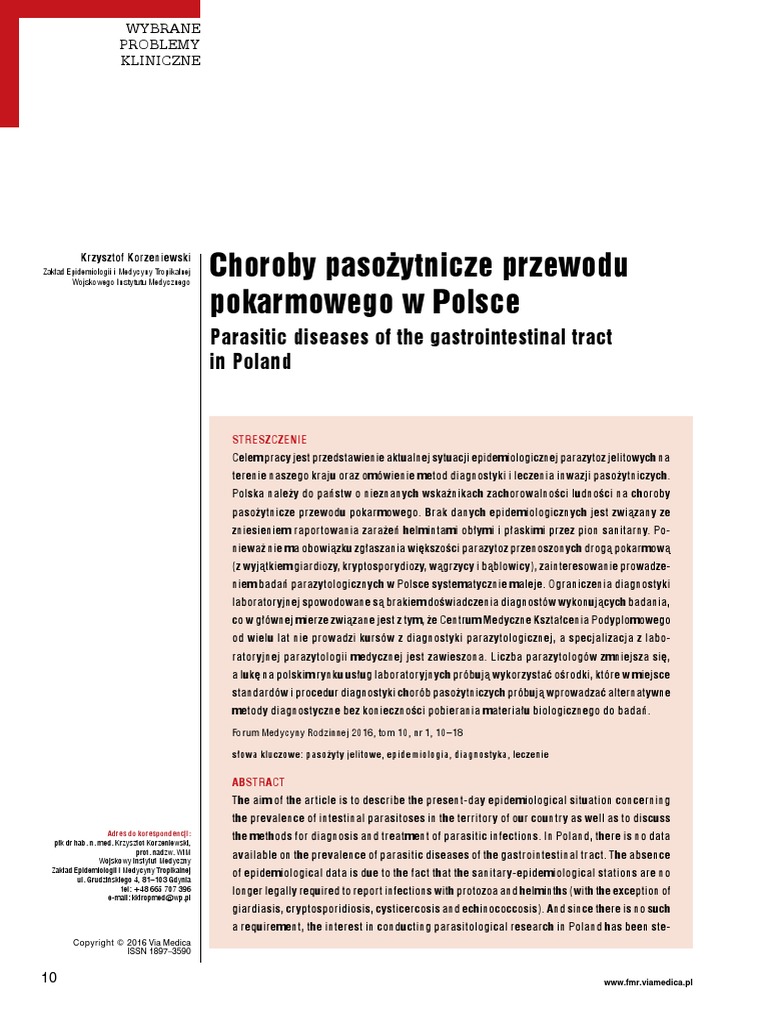 Choroby Pasożytnicze Przewodu Pokarmowego | PDF
