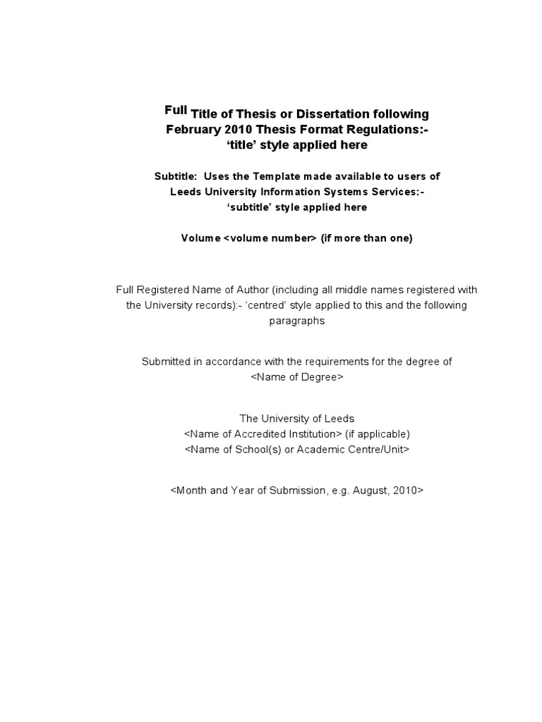 Leeds Thesis Template | PDF | Thesis | Intellectual Works