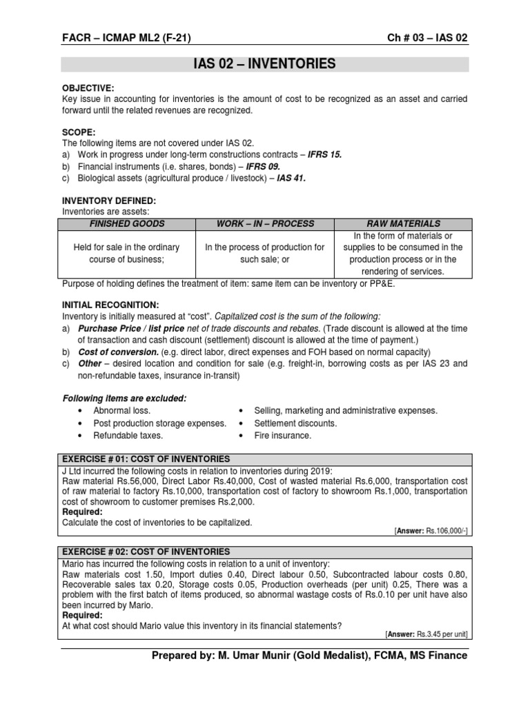 005 - Chapter 03 - IAS 02 Inventories | PDF | Inventory | International ...