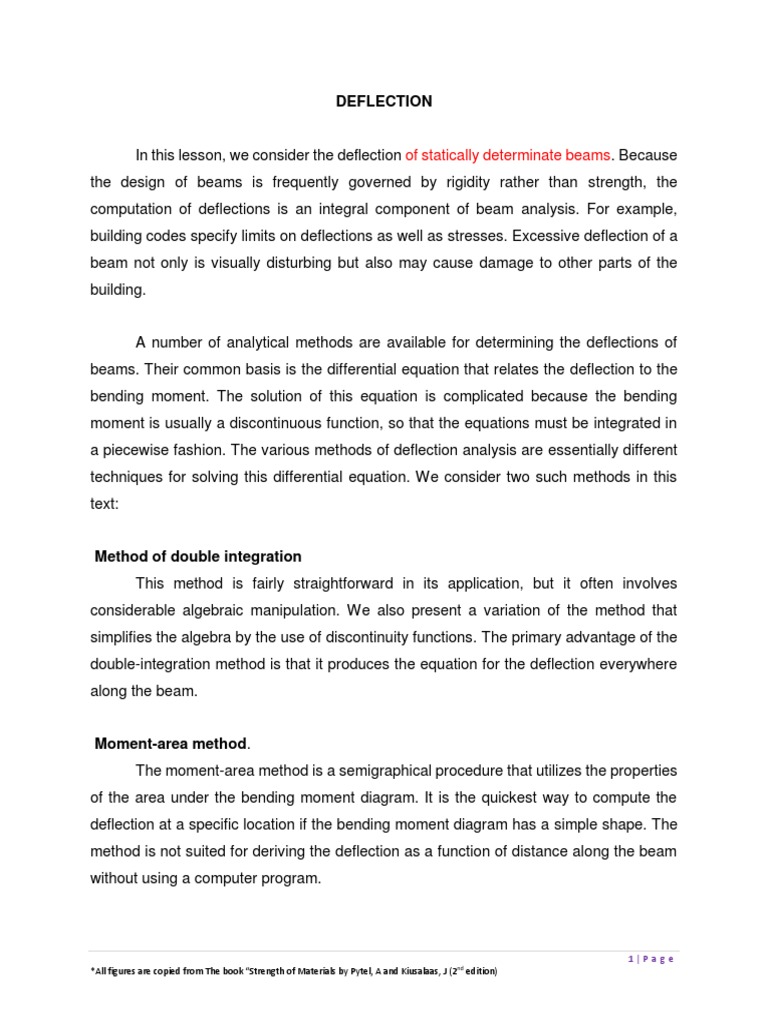 Deflection: of Statically Determinate Beams | PDF | Bending | Beam ...