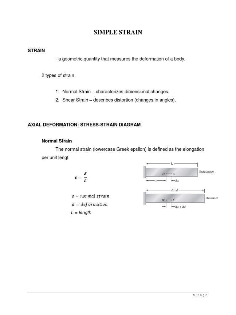 Simple Strain | PDF | Deformation (Engineering) | Stress (Mechanics)