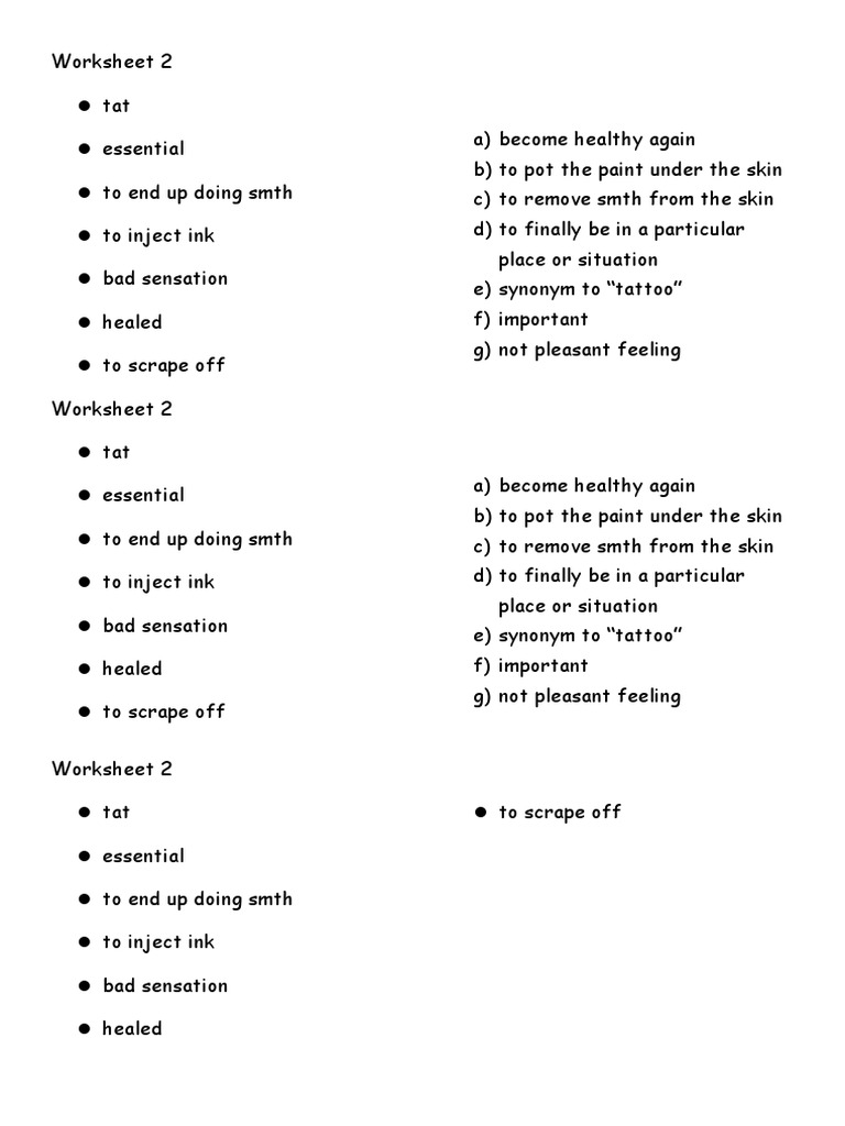 Tattoo Worksheet | PDF